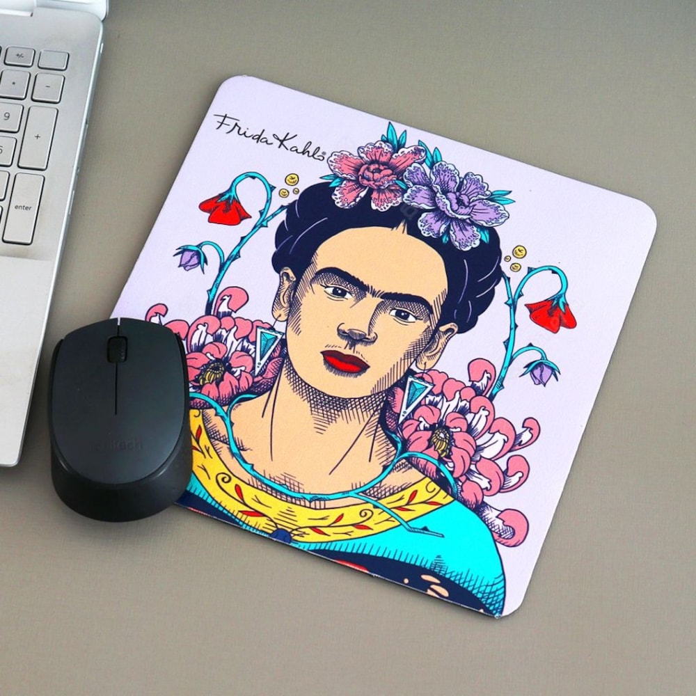 Mouse Pad Frida Kahlo e Flores de Maracujá