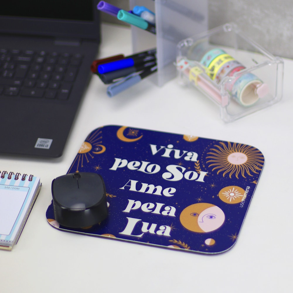 Mouse Pad Sol e Lua com frase