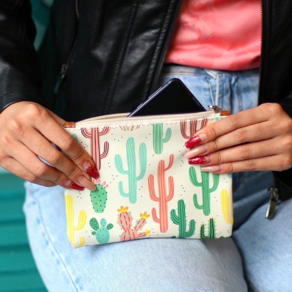 Necessaire Flat Cactos Colors Bege - MIMERIA